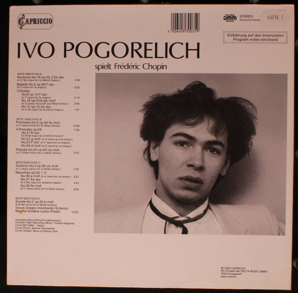 ・アーティスト Ivo Pogorelich ・タイトル Ivo Pogorelich Spielt Fr?d?ric Chopin ・レーベル・型番 Capriccio CA3003512 ・フォーマット LPレコード ・コンディション(...