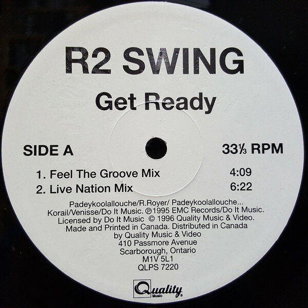 ・アーティスト R2 Swing ・タイトル Get Ready ・レーベル・型番 Quality Music QLPS7220PROMO ・フォーマット 12インチレコード ・コンディション(盤) 非常に良い(EX) ・コンディション(ジ...