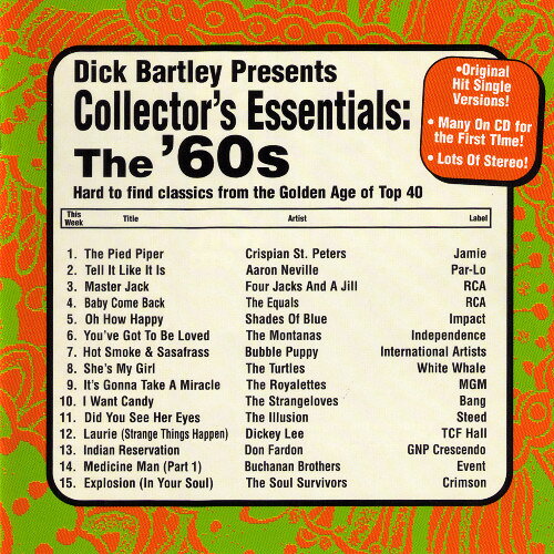 ・アーティスト Various ・タイトル Dick Bartley Presents Collector's Essentials : The '60s ・レーベル・型番 Var?se Sarabande VSD5705 ・フォーマット ...
