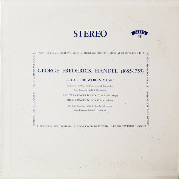 ・アーティスト Ensemble Of Wind Instruments & Percussion, Jean-Francois Paillard Ensemble, Jean-Francois Paillard ・タイトル Handel:...