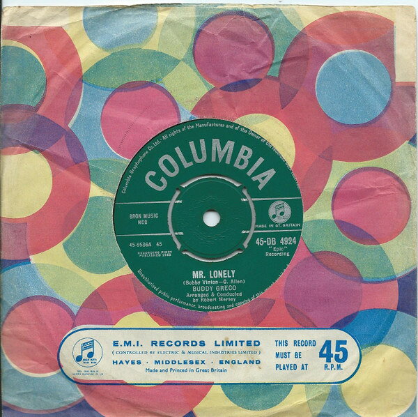 ・アーティスト Buddy Greco ・タイトル Mr. Lonely / Sentimental Fool ・レーベル・型番 Columbia 45DB4924 ・フォーマット 7インチレコード ・コンディション(盤) 可 (VG) ・...