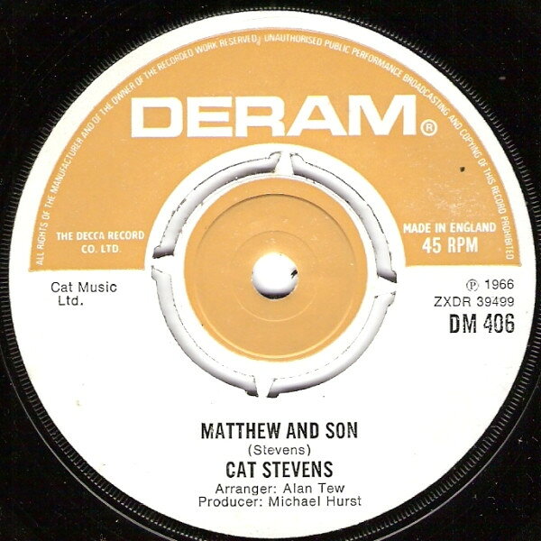 ・アーティスト Cat Stevens ・タイトル Matthew And Son / I Love My Dog ・レーベル・型番 Deram DM406 ・フォーマット 7インチレコード ・コンディション(盤) 良い (VG+) ・コン...