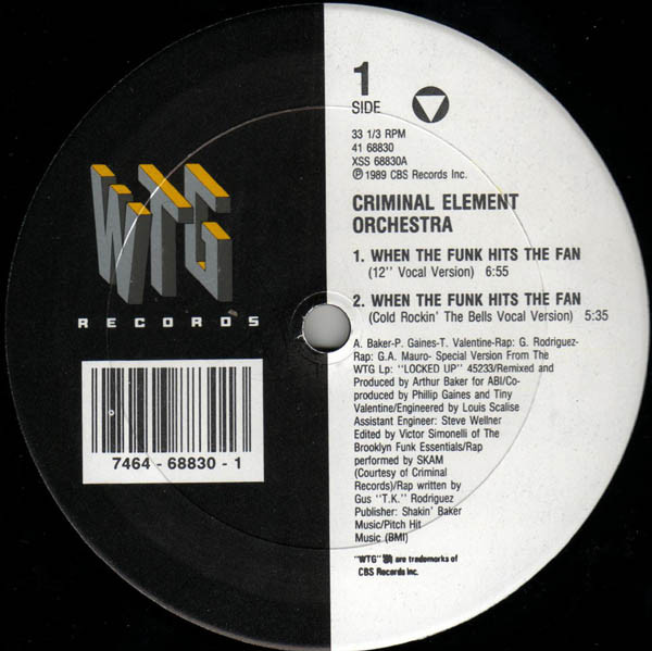 ・アーティスト Criminal Element Orchestra ・タイトル When The Funk Hits The Fan ・レーベル・型番 WTG Records 4168830 ・フォーマット 12インチレコード ・コンディ...