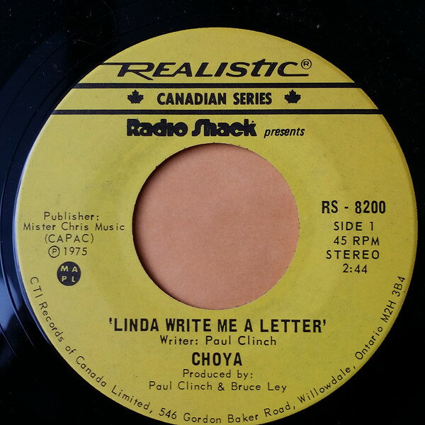 ・アーティスト Choya ・タイトル Linda Write Me A Letter ・レーベル・型番 Realistic RS8200 ・フォーマット 7インチレコード ・コンディション(盤) 良い (VG+) ・コンディション(ジャケ...