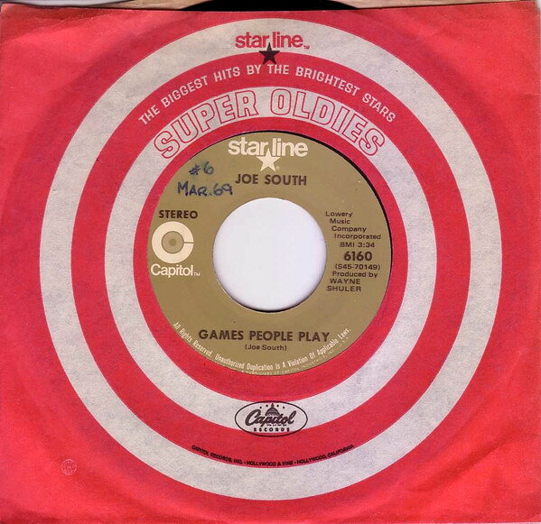 ・アーティスト Joe South ・タイトル Games People Play / These Are Not My People ・レーベル・型番 Capitol Records 6160 ・フォーマット 7インチレコード ・コンディ...