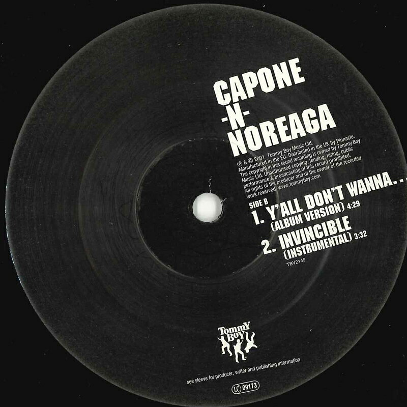 ・アーティスト Capone n Noreaga ・タイトル Invincible / Y'all Don't Wanna / Invincible ・レーベル・型番 TOMMY BOY TBV2149 ・フォーマット 12インチレコード ...