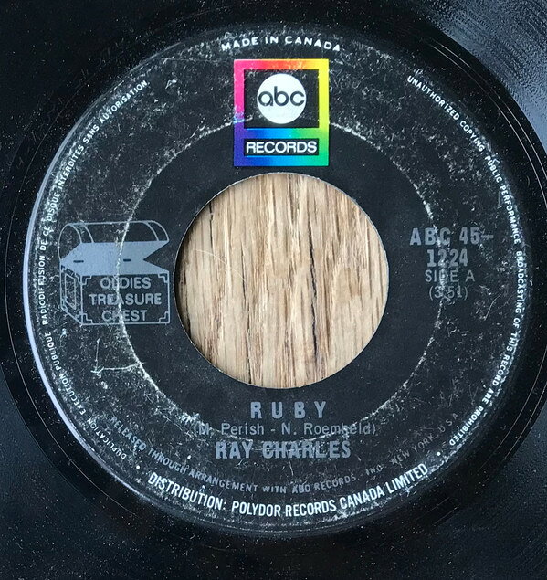 ・アーティスト Ray Charles ・タイトル Ruby ・レーベル・型番 ABC Records 1224 ・フォーマット 7インチレコード ・コンディション(盤) 良い (VG+) ・コンディション(ジャケット) プレインカバー（元...