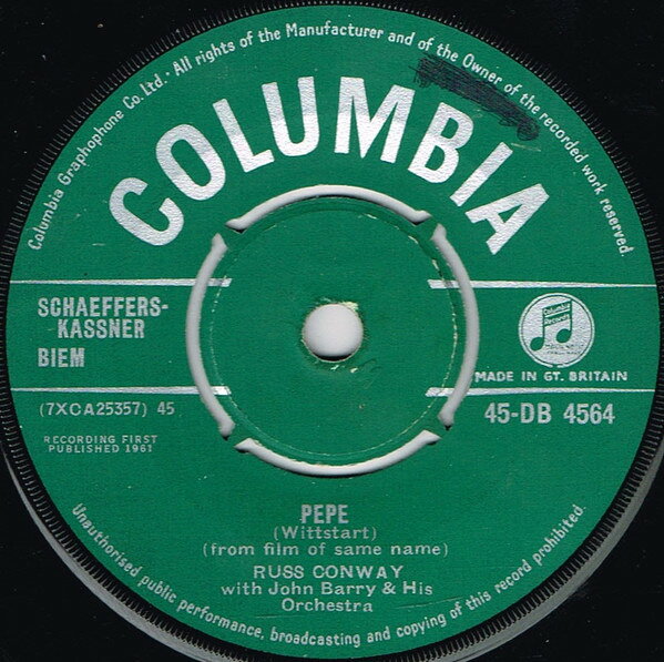 ・アーティスト Russ Conway, John Barry & His Orchestra ・タイトル Pepe ・レーベル・型番 Columbia 45DB4564 ・フォーマット 7インチレコード ・コンディション(盤) 良い (V...