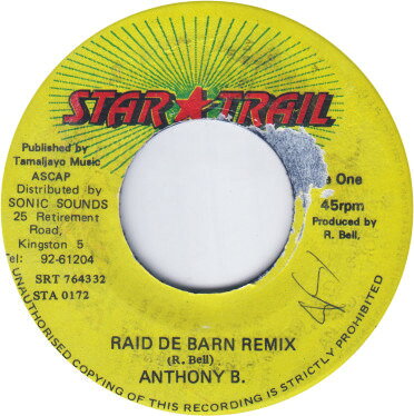 ・アーティスト Anthony B ・タイトル Raid De Barn Remix ・レーベル・型番 Star Trail STA0172 ・フォーマット 7インチレコード ・コンディション(盤) 良い (VG+) ・コンディション(ジャ...