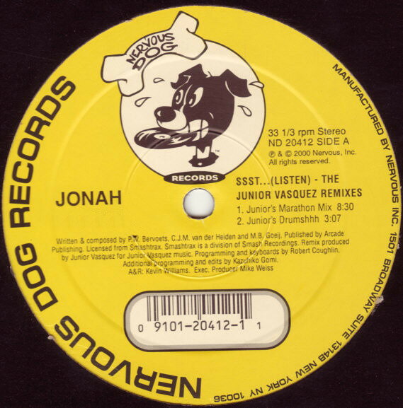 ・アーティスト Jonah ・タイトル SSST... (Listen) (The Junior Vasquez Remixes) ・レーベル・型番 Nervous Dog Records ND20412 ・フォーマット 12インチレコード...