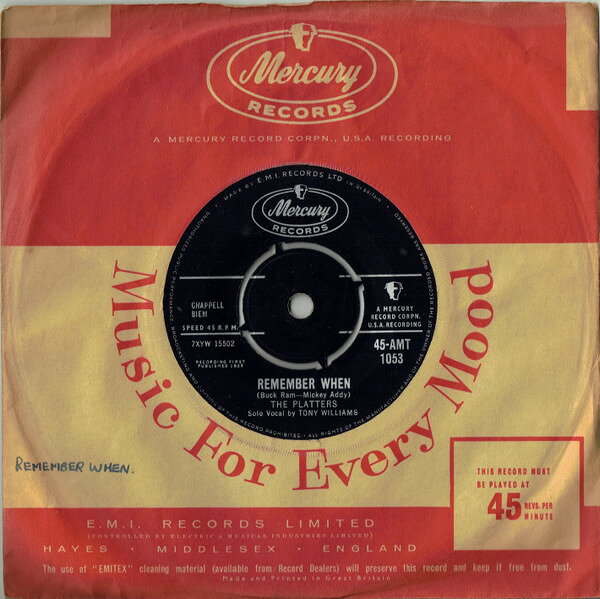 ・アーティスト Platters ・タイトル Remember When ・レーベル・型番 Mercury 45AMT1053 ・フォーマット 7インチレコード ・コンディション(盤) 良い (VG+) ・コンディション(ジャケット) プレ...