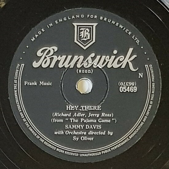 ・アーティスト Sammy Davis ・タイトル Hey There / My Funny Valentine ・レーベル・型番 BRUNSWICK 05469 ・フォーマット 78回転SP盤レコード ・コンディション(盤) 良い (VG...