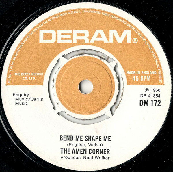 ・アーティスト Amen Corner ・タイトル Bend Me, Shape Me ・レーベル・型番 Deram DM172 ・フォーマット 7インチレコード ・コンディション(盤) 良い (VG+) ・コンディション(ジャケット) プ...
