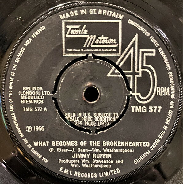 ・アーティスト Jimmy Ruffin ・タイトル What Becomes Of The Brokenhearted ・レーベル・型番 TAMLA MOTOWN TMG577 ・フォーマット 7インチレコード ・コンディション(盤) 良...