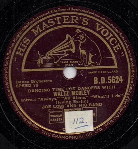・アーティスト Joe Loss & His Band ・タイトル Tango Medley / Waltz Medley ・レーベル・型番 HIS MASTERS VOICE BD5624 ・フォーマット 78回転SP盤レコード ・コンデ...