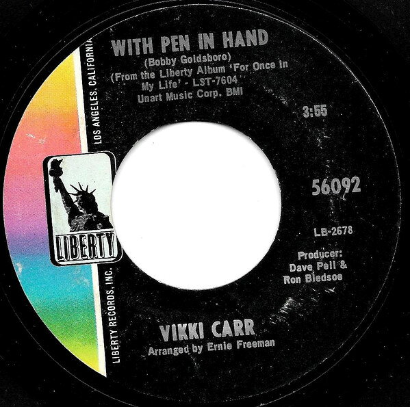・アーティスト Vikki Carr ・タイトル With Pen In Hand ・レーベル・型番 Liberty LB2678 ・フォーマット 7インチレコード ・コンディション(盤) 可 (VG) ・コンディション(ジャケット) プレ...