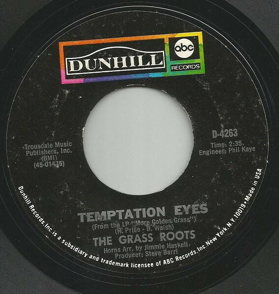 ・アーティスト Grass Roots ・タイトル Temptation Eyes ・レーベル・型番 ABC/Dunhill Records D4263 ・フォーマット 7インチレコード ・コンディション(盤) 良い (VG+) ・コンディ...