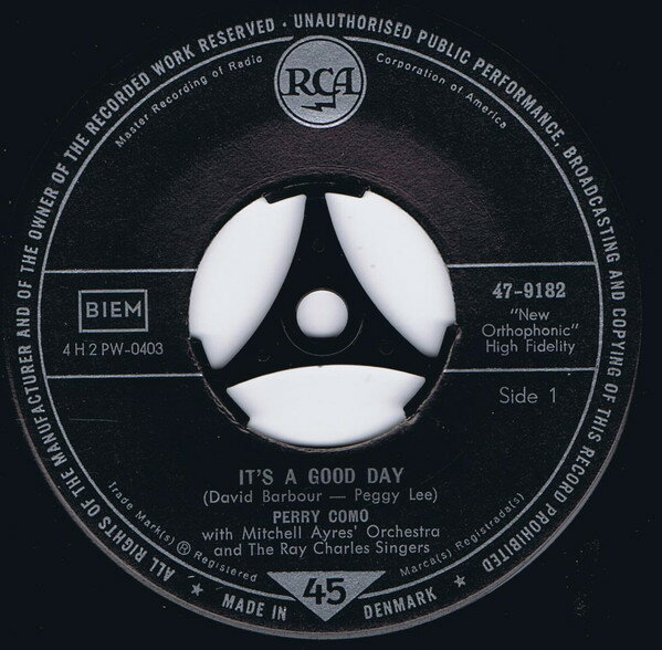 ・アーティスト Perry Como, Mitchell Ayres & His Orchestra & The Ray Charles Singers ・タイトル It's A Good Day / Kewpie Doll ・レーベル・型...