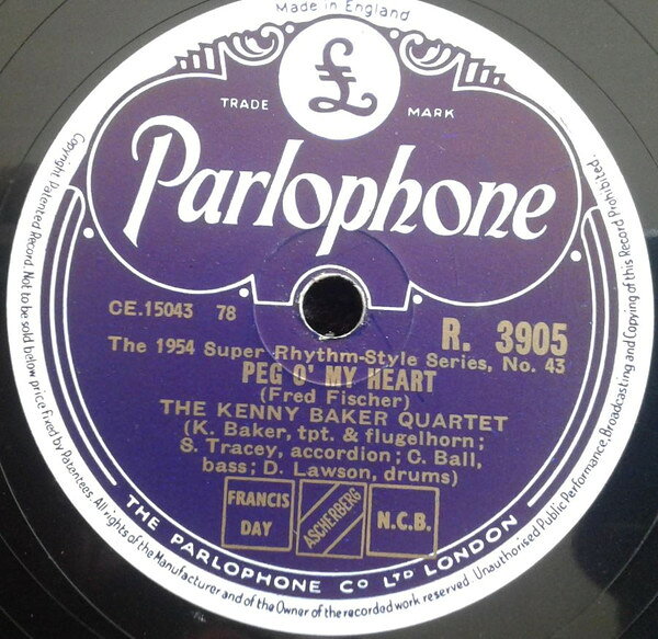 ・アーティスト Kenny Baker Quartet ・タイトル Peg O My Heart / The Other Side ・レーベル・型番 PARLOPHONE R3905 ・フォーマット 78回転SP盤レコード ・コンディション...