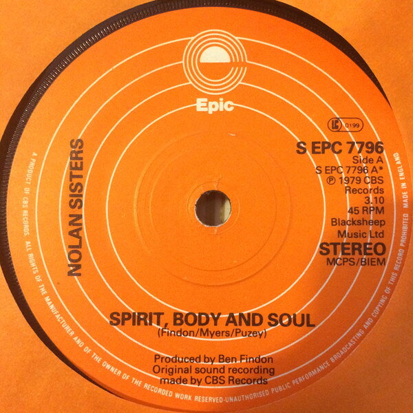 ・アーティスト Nolans ・タイトル Spirit, Body And Soul ・レーベル・型番 Epic SEPC7796 ・フォーマット 7インチレコード ・コンディション(盤) 良い (VG+) ・コンディション(ジャケット) ...
