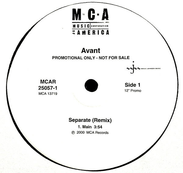 ・アーティスト Avant, Kelly Rowland ・タイトル Separated (Remix) ・レーベル・型番 MCA Records MCAR250571PROMO ・フォーマット 12インチレコード ・コンディション(盤) ...