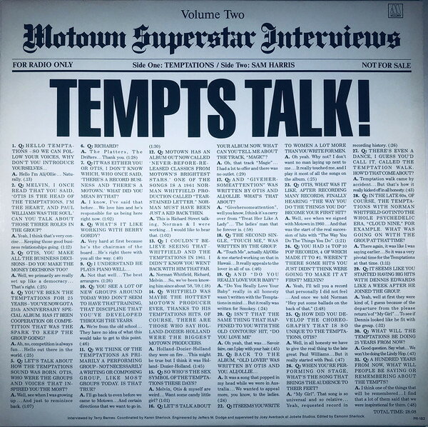 ・アーティスト Temptations / Sam Harris (2) ・タイトル Tempts Talk! / Sam Speaks Out ・レーベル・型番 Motown PR182 ・フォーマット LPレコード ・コンディション(盤...