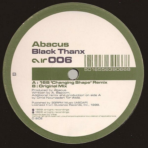 ・アーティスト Abacus ・タイトル Black Thanx (Disc 1) ・レーベル・型番 Airtight AIR006 ・フォーマット 12インチレコード ・コンディション(盤) 良い (VG+) ・コンディション(ジャケット...