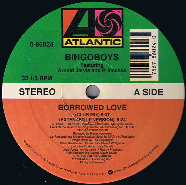 ・アーティスト Bingoboys, Arnold Jarvis & Princessa ・タイトル Borrowed Love ・レーベル・型番 Atlantic 086024 ・フォーマット 12インチレコード ・コンディション(盤) ...