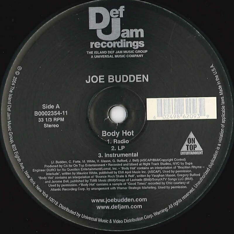 ・アーティスト Joe Budden ・タイトル Body Hot / Pop Off ・レーベル・型番 DEF JAM B000235411 ・フォーマット 12インチレコード ・コンディション(盤) 良い (VG+) ・コンディション(...