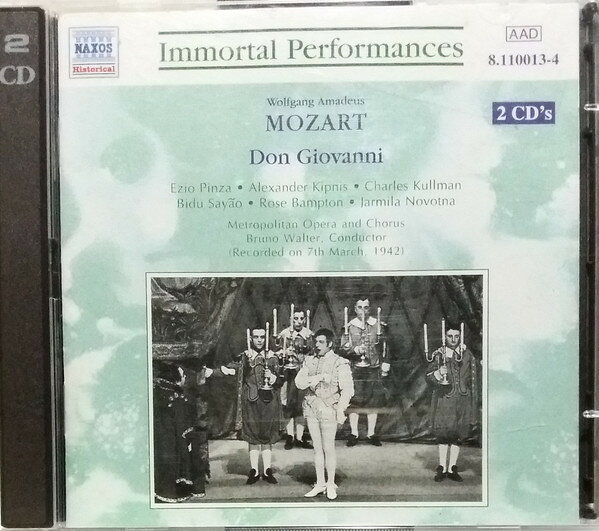 ・アーティスト Walter, Met Opera, Pinza; Kipnis ・タイトル Mozart: Don Giovanni ・レーベル・型番 Naxos Historical 81100134 ・フォーマット CD ・コンディシ...