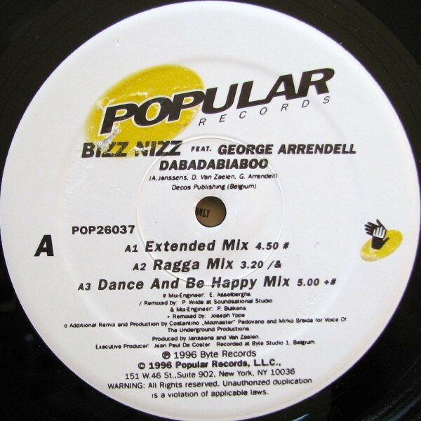 ・アーティスト Bizz Nizz ・タイトル Dabadabiaboo ・レーベル・型番 Popular Records POP26037 ・フォーマット 12インチレコード ・コンディション(盤) 非常に良い(EX) ・コンディション(...