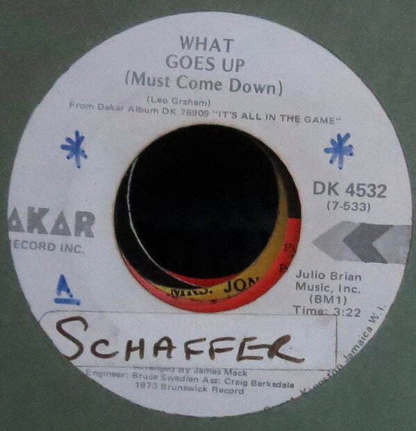 ・アーティスト Tyrone Davis ・タイトル What Goes Up (Must Come Down) / There's Got To Be An Answer ・レーベル・型番 Dakar Records DK4532 ・フォ...