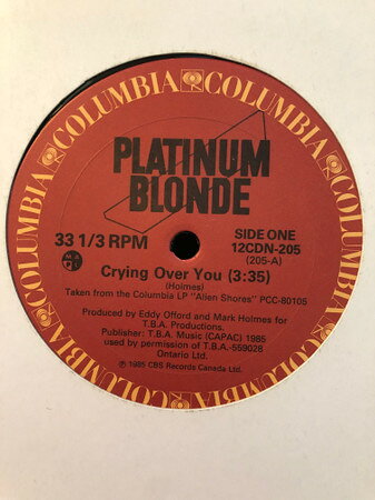 ・アーティスト Platinum Blonde ・タイトル Crying Over You ・レーベル・型番 Columbia 12CDN205 ・フォーマット 12インチレコード ・コンディション(盤) 良い (VG+) ・コンディション...