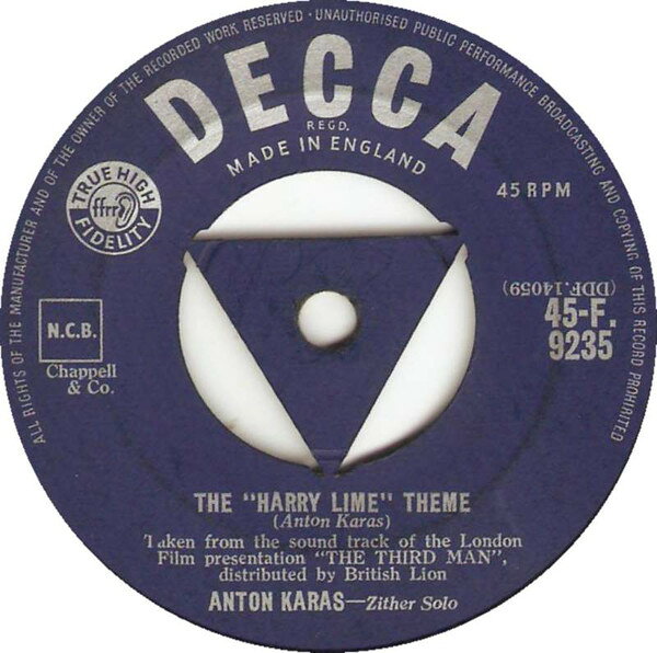 ・アーティスト Anton Karas ・タイトル The "Harry Lime" Theme / The Cafe Mozart Waltz ・レーベル・型番 Decca 45F9235 ・フォーマット 7インチレコード ・コンディショ...