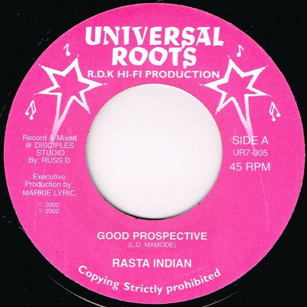 ・アーティスト Rasta Indian ・タイトル Good Prospective ・レーベル・型番 Universal Roots UR7005 ・フォーマット 7インチレコード ・コンディション(盤) 可 (VG) ・コンディション...