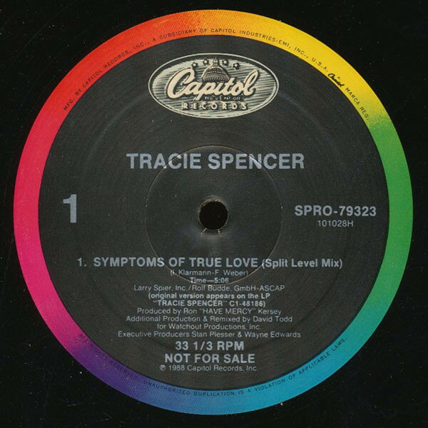・アーティスト Tracie Spencer ・タイトル Symptoms Of True Love ・レーベル・型番 CAPITOL SPRO79324 ・フォーマット 12インチレコード ・コンディション(盤) 良い (VG+) ・コン...