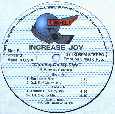 ・アーティスト Increase Joy ・タイトル Coming On My Side ・レーベル・型番 Future Tell FT1913 ・フォーマット 12インチレコード ・コンディション(盤) 良い (VG+) ・コンディション...