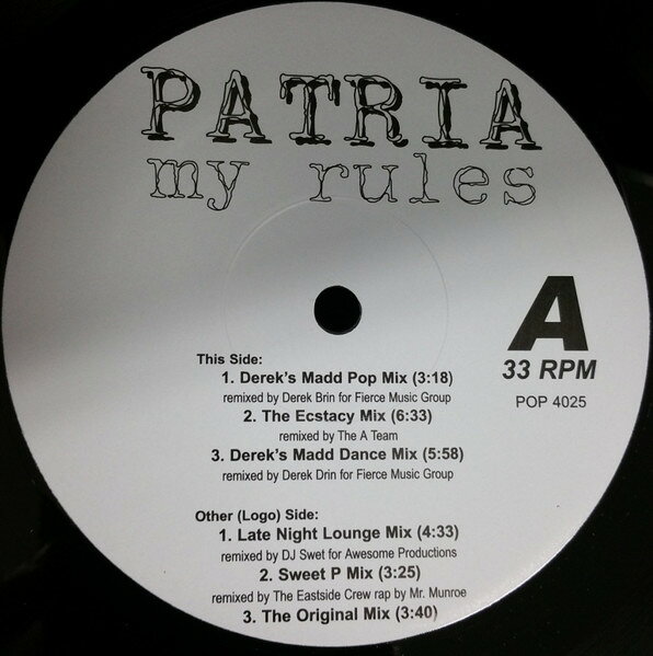 ・アーティスト Patria ・タイトル My Rules ・レーベル・型番 POPULAR RECORDS POP4025 ・フォーマット 12インチレコード ・コンディション(盤) 良い (VG+) ・コンディション(ジャケット) 可 ...