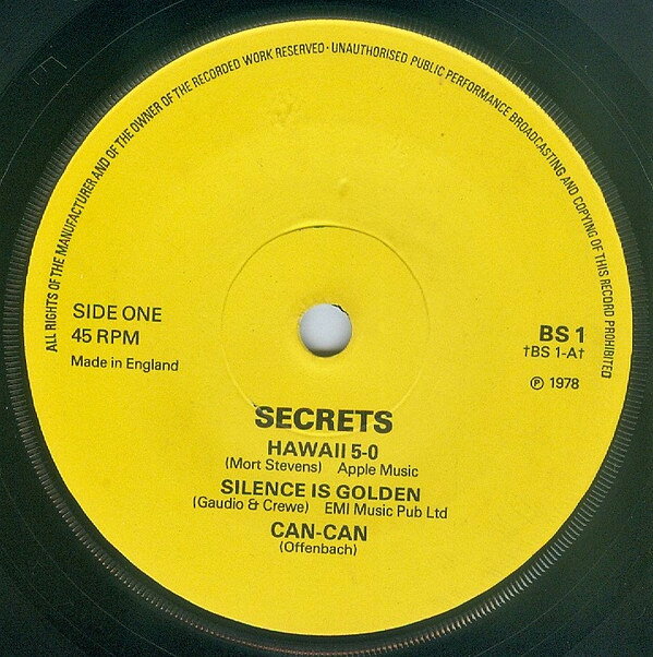 ・アーティスト Secrets (14) ・タイトル Hawaii 5-0 ・レーベル・型番 Not On Label BS1 ・フォーマット 7インチレコード ・コンディション(盤) 可 (VG) ・コンディション(ジャケット) プレイン...