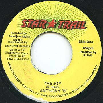 ・アーティスト Anthony B ・タイトル The Joy ・レーベル・型番 Star Trail NONE ・フォーマット 7インチレコード ・コンディション(盤) 良い (VG+) ・コンディション(ジャケット) プレインカバー（元...
