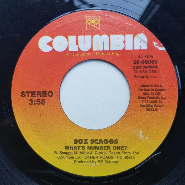 ・アーティスト Boz Scaggs ・タイトル What's Number One? ・レーベル・型番 Columbia 3808068 ・フォーマット 7インチレコード ・コンディション(盤) 良い (VG+) ・コンディション(ジャケ...