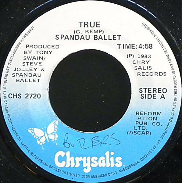 ・アーティスト Spandau Ballet ・タイトル True ・レーベル・型番 Chrysalis CHS2720 ・フォーマット 7インチレコード ・コンディション(盤) 良い (VG+) ・コンディション(ジャケット) プレインカ...
