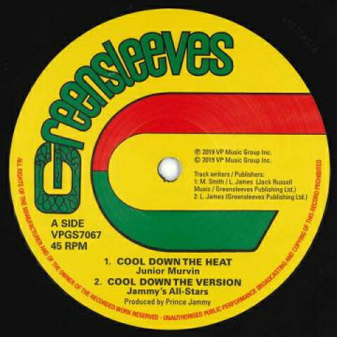 ・アーティスト Junior Murvin / Nitty Gritty ・タイトル Cool Down The Heat; Version / Run Down The World; Version ・レーベル・型番 Greensleev...