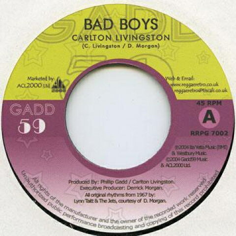 ・アーティスト Carlton Livingston / Cornelius Herb ・タイトル Bad Boys / Heat Is On ・レーベル・型番 Gadd 59 RRPG7002 ・フォーマット 7インチレコード ・コンディ...