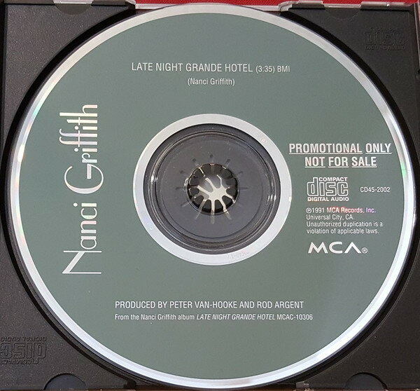 ・アーティスト Nanci Griffith ・タイトル Late Night Grande Hotel ・レーベル・型番 MCA CD452002 ・フォーマット CD ・コンディション(盤) 良い (VG+) ・コンディション(ジャケッ...