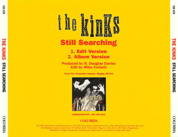 ・アーティスト Kinks ・タイトル Still Searching ・レーベル・型番 Columbia CSK5276 ・フォーマット CD ・コンディション(盤) ほぼ新品 (M-) ・コンディション(ジャケット) ・コンディション(...