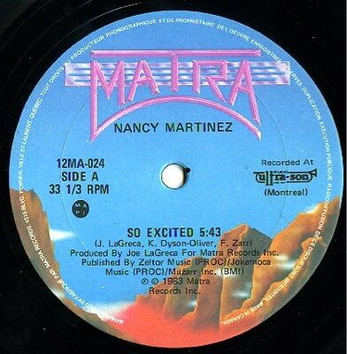 ・アーティスト Nancy Martinez ・タイトル So Excited ・レーベル・型番 Matra MA024 ・フォーマット LPレコード ・コンディション(盤) 非常に良い(EX) ・コンディション(ジャケット) 良い (VG...