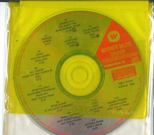 ・アーティスト Various ・タイトル Warner Music Canada August 1997 - Vol. 330 ・レーベル・型番 WARNER MUSIC CANADA PROC97330 ・フォーマット CD ・コンディ...