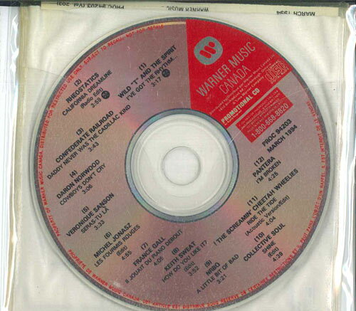 ・アーティスト Various ・タイトル Warner Music Canada March 1994 - Vol. 203 ・レーベル・型番 WARNER MUSIC CANADA PROC94203 ・フォーマット CD ・コンディシ...