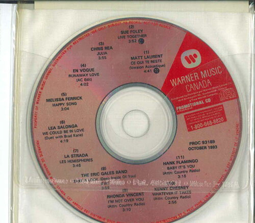 ・アーティスト Various ・タイトル Warner Music Canada March 1993 - Vol. 167 ・レーベル・型番 WARNER MUSIC CANADA PROC93167 ・フォーマット CD ・コンディシ...